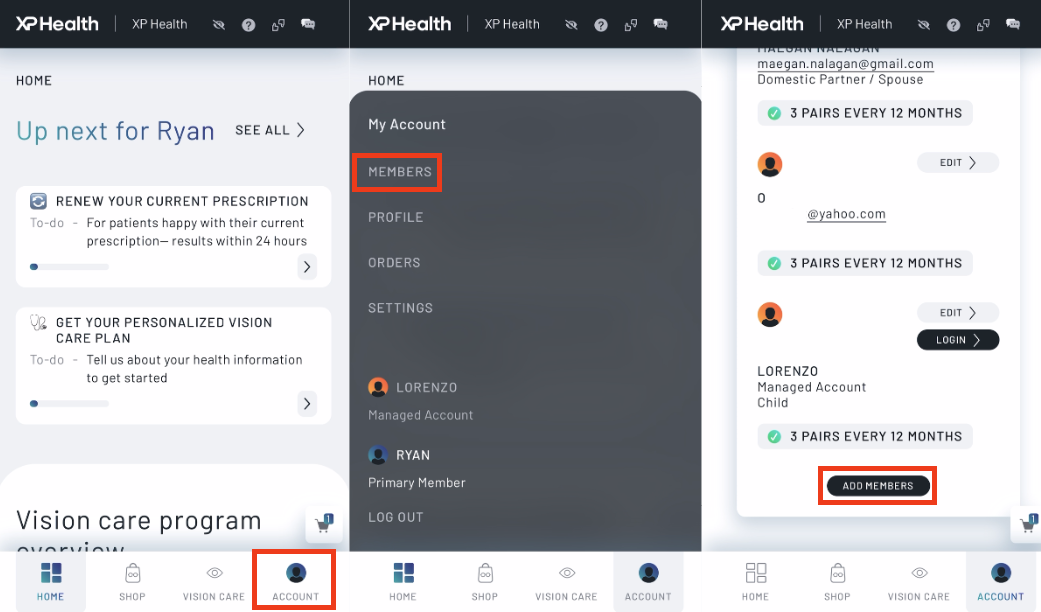 Adding Family Members to Your Account – XP Health